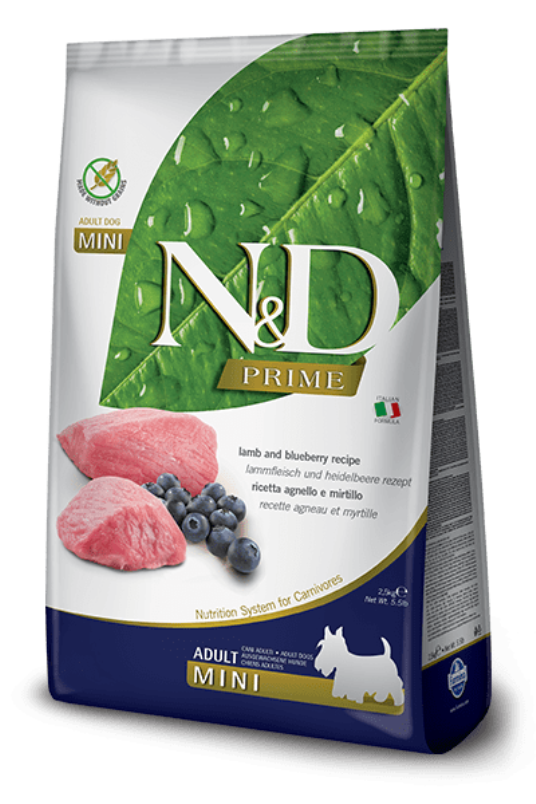 N&D Prime Dog Adult Mini Lamb&Bluberry 2.5kg • PetKlub
